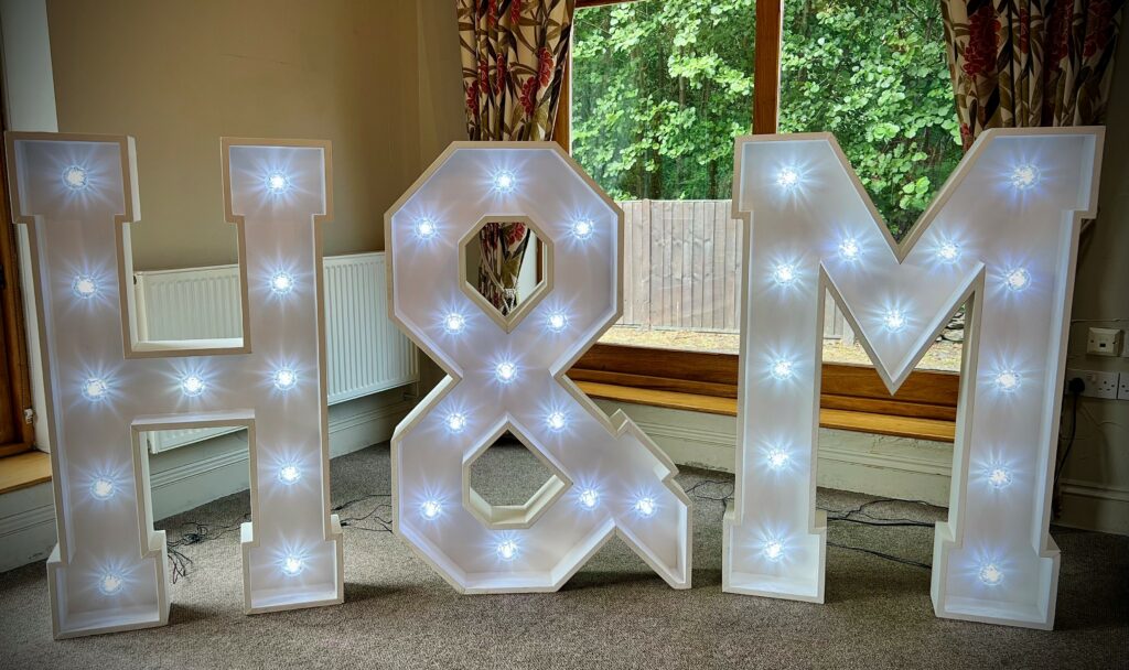 Personalised Light Up LED Letters hire – Big Bash Events